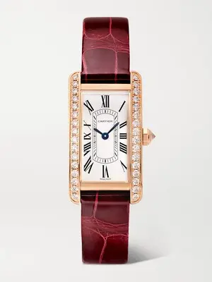 CARTIER Tank Américaine 35.4mm Small 18-karat Rose And Diamond Watch - Gold