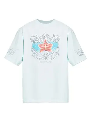 Casablanca Oversized T-shirt With Blades Graphics - Sky Blue