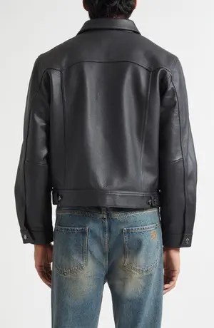 MIDNIGHT RODEO 1968 Leather Trucker Jacket - Black