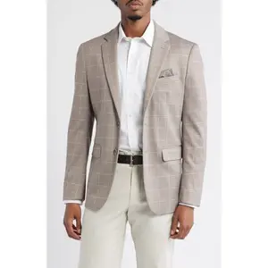 DANIEL HECHTER Windowpane Check Knit Sport Coat - Tan