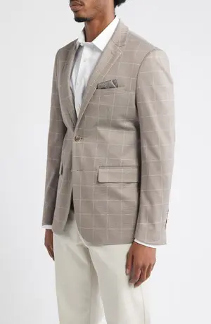 DANIEL HECHTER Windowpane Check Knit Sport Coat - Tan