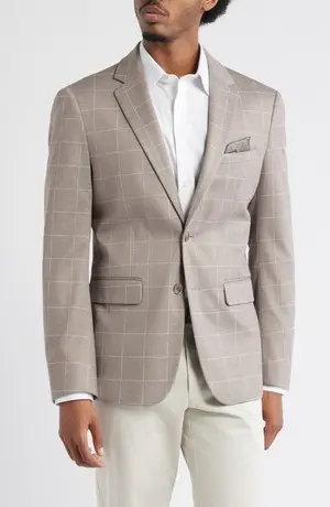 DANIEL HECHTER Windowpane Check Knit Sport Coat - Tan