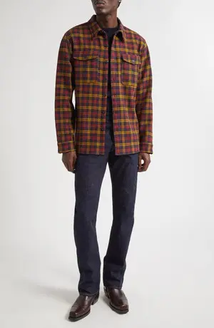 Double Rl Walker Plaid Wool Flannel Work Shirt