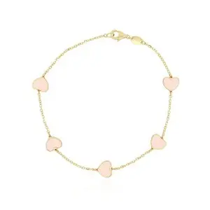 THE LOVERY FINE JEWELRY Heart Station Bracelet - Pink Pearl