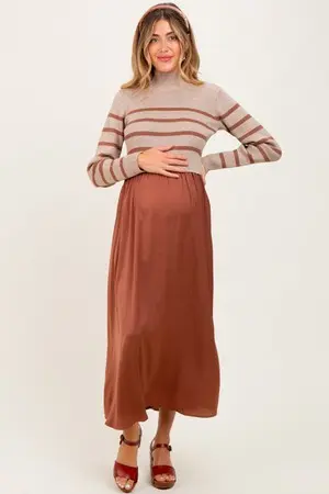 PINKBLUSH Striped Sweater Top Maxi Dress