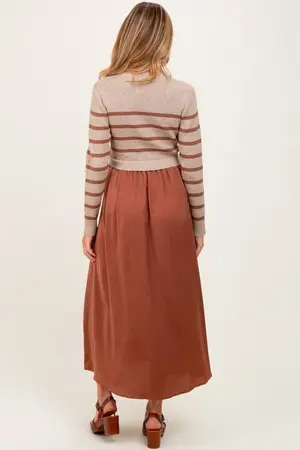 PINKBLUSH Striped Sweater Top Maxi Dress