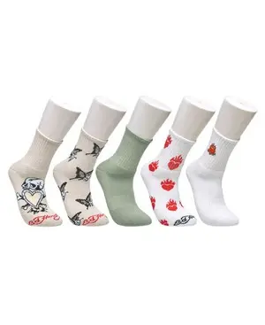 Ed Hardy 5-pack Mid Crew Socks - White Multi