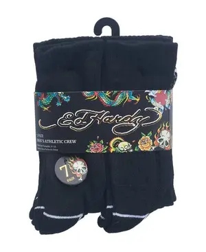Ed Hardy Athletic Half Cushion Crew Sock 7-pack - Black