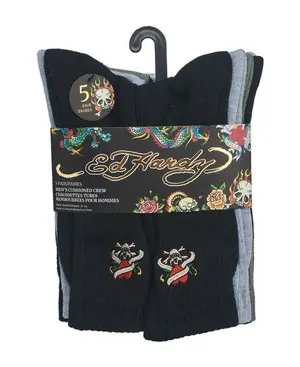 Ed Hardy Embroidered Half Cushion Crew Socks 5-pack