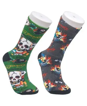 Ed Hardy Ed Hardy 360 Print Crew Socks - 2 Pack Multi