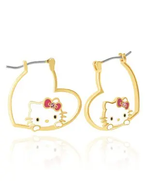 HELLO KITTY Heart Hoop Earrings - Gold