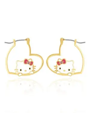 HELLO KITTY Heart Hoop Brass Earrings