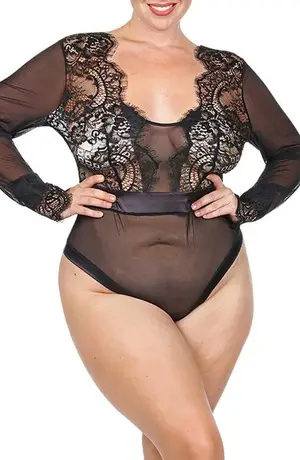 MEMOI Josephine Long Sleeve Thong Bodysuit