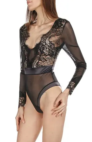 MEMOI Josephine Long Sleeve Thong Bodysuit