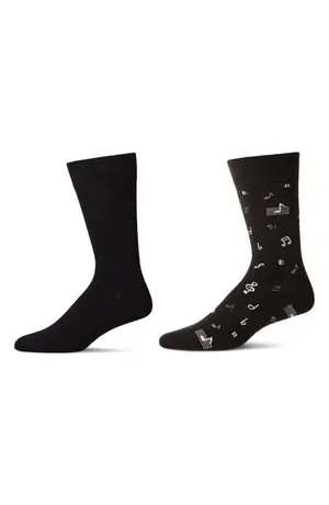 MEMOI Assorted 2-pack Crew Socks - Black-black