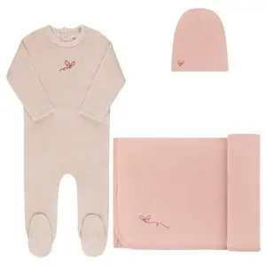ELY'S & CO. Velour Stripe Collection Take Me Home Set - Light Pink