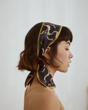 LOST PATTERN Dream Hunter" Silk Skinny Scarf - Black