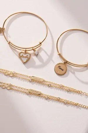 ALEX AND ANI Mamá Charm Bangle Bracelet - Gold