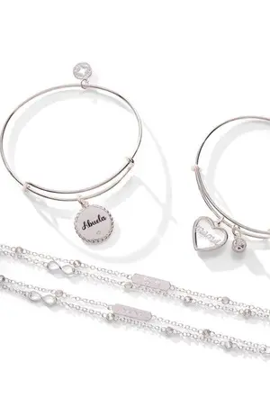 ALEX AND ANI Abuela Charm Bangle Bracelet - Silver