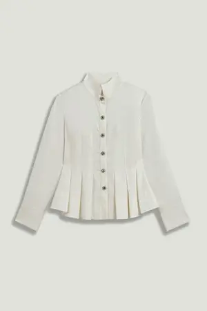 NOCTURNE Pleated Hem Button-down Shirt