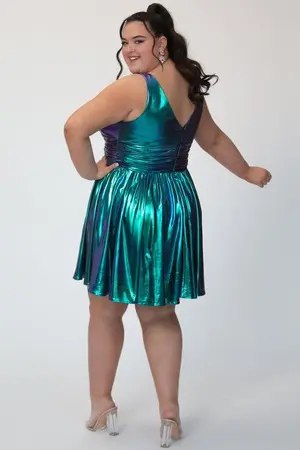 SYDNEY'S CLOSET Iridescent A-line Party Dress - Peacock
