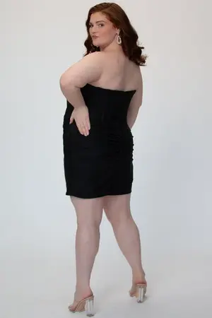 SYDNEY'S CLOSET Strapless Corset Mini Dress - Black