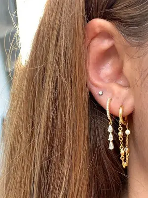 GEMMA AZZURRO Tear Drops Dangling Huggie Earrings