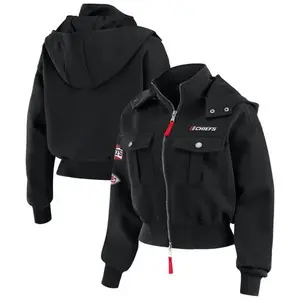 WEAR BY ERIN ANDREWS Kansas City Chiefs Patch Pocket Bomber Jacket - Black