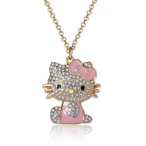 HELLO KITTY Enamel And Crystal Pendant Necklace - Pink