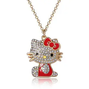 HELLO KITTY Enamel And Crystal Pendant Necklace - Red
