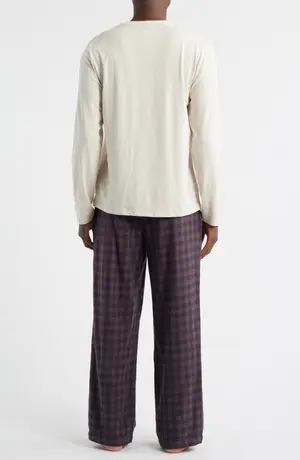 Nordstrom Flannel Pajamas - Oatmeal/grey Jasper Plaid