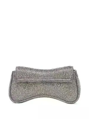 DIESEL® Crystal-embellished Logo Plaque Clutch Bag - Silver