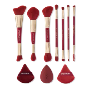 SPECTRUM Very Cherry 10 Piece Makeup Brush, Sponge & Puff Set - One-color