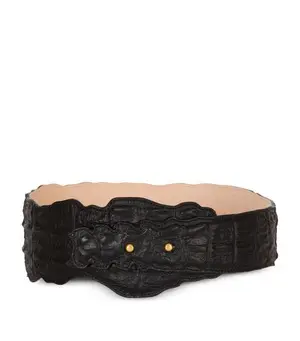 Balmain Leather Croc-embossed Belt - Black