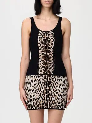 Roberto Cavalli Leopard Print Tank Top - Black