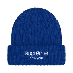 Supreme Chunky Rib Classic Logo Beanie - Blue