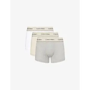 Calvin Klein Heritage Branded Pack Of Three Stretch-cotton Trunks - Gray, Grey Heather, Whit