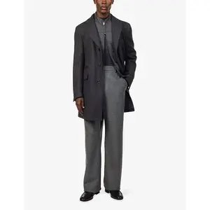Corneliani Herringbone Wool Overcoat With Removable Bib