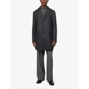 Corneliani Herringbone Wool Overcoat With Removable Bib