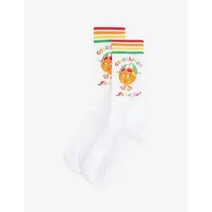 Casablanca Branded Fruit-print Cotton-blend Socks - Kawaii Orange