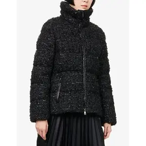 Moncler Tweed Short Down Jacket - Black