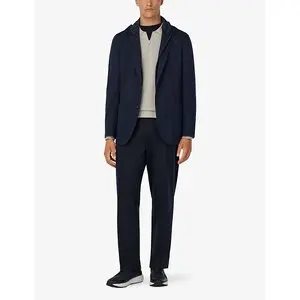 Boggi Milano Removable-hood Single-breasted Stretch Wool-blend Jacket