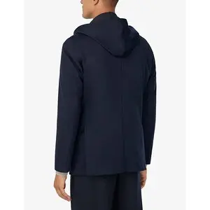 Boggi Milano Removable-hood Single-breasted Stretch Wool-blend Jacket