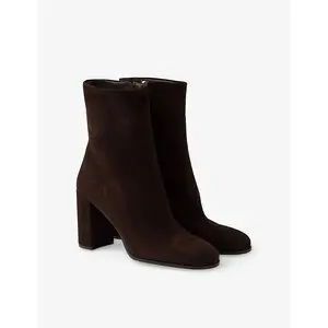 Prada Brand-plaque Suede Heeled Ankle Boots