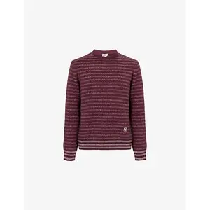 Loewe Embroidered-logo Striped Wool Blend Sweater