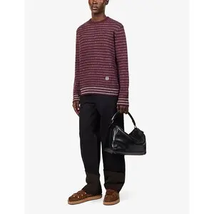 Loewe Embroidered-logo Striped Wool Blend Sweater