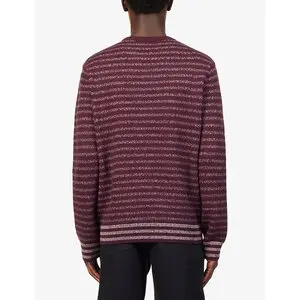 Loewe Embroidered-logo Striped Wool Blend Sweater