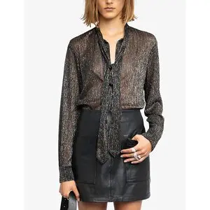 Zadig&Voltaire Metallic Tie-neck Woven Shirt