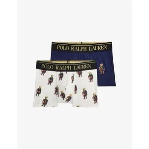 Polo Ralph Lauren Logo Pack Of Two Cotton-jersey Trunks - Gb Ref Nvytrphy Crem Aob