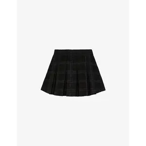 The Kooples Pleated Checked Mini Skirt